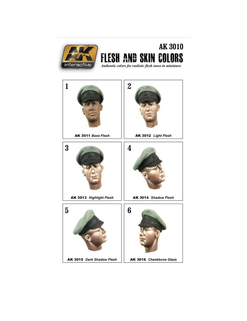 AK - Flesh and Skin Colors Set (6 Colors - 17ml bottles) - 3010